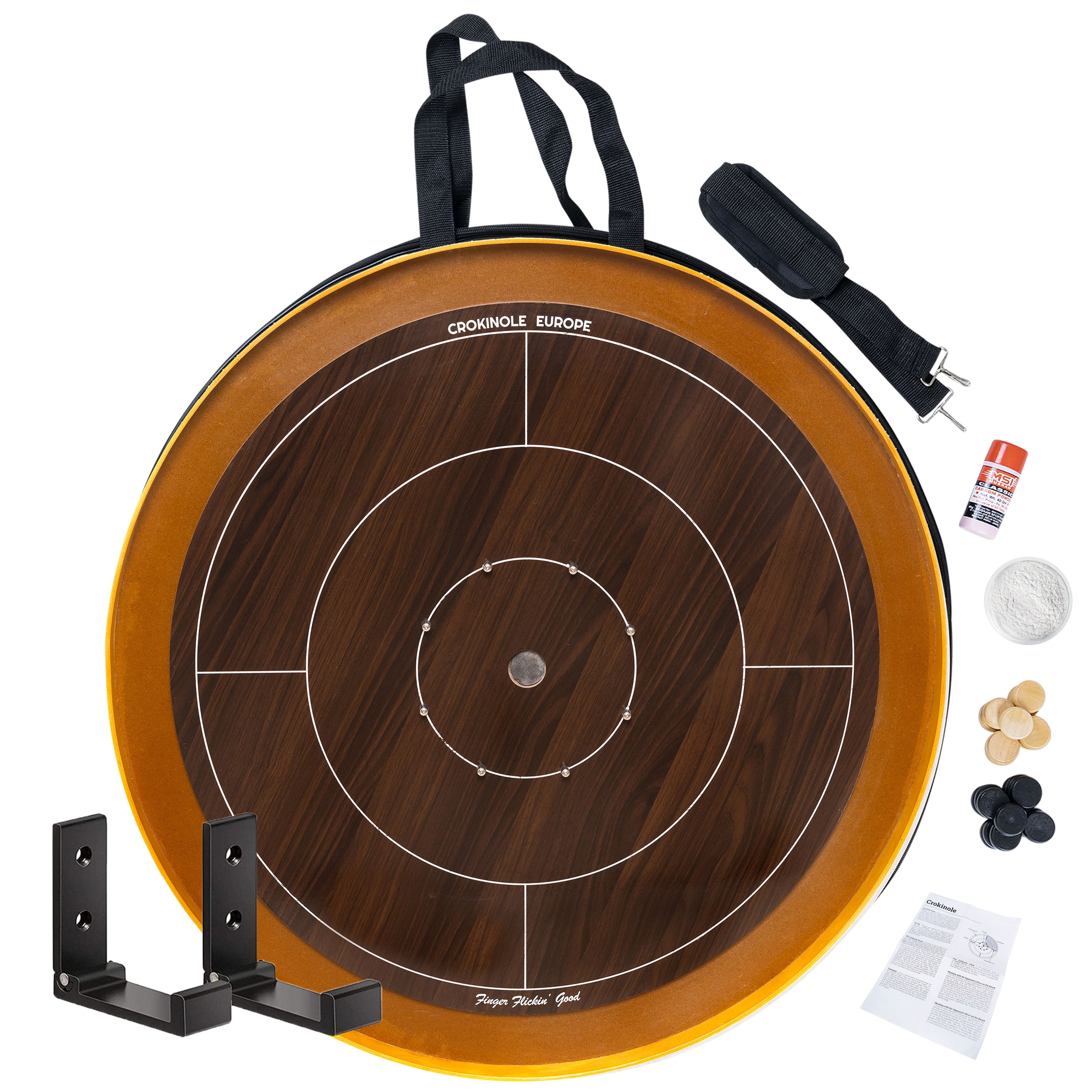 Crokinole Board Game - 'dark' Tournament Board, 26 Discs, Carrom Powde ...
